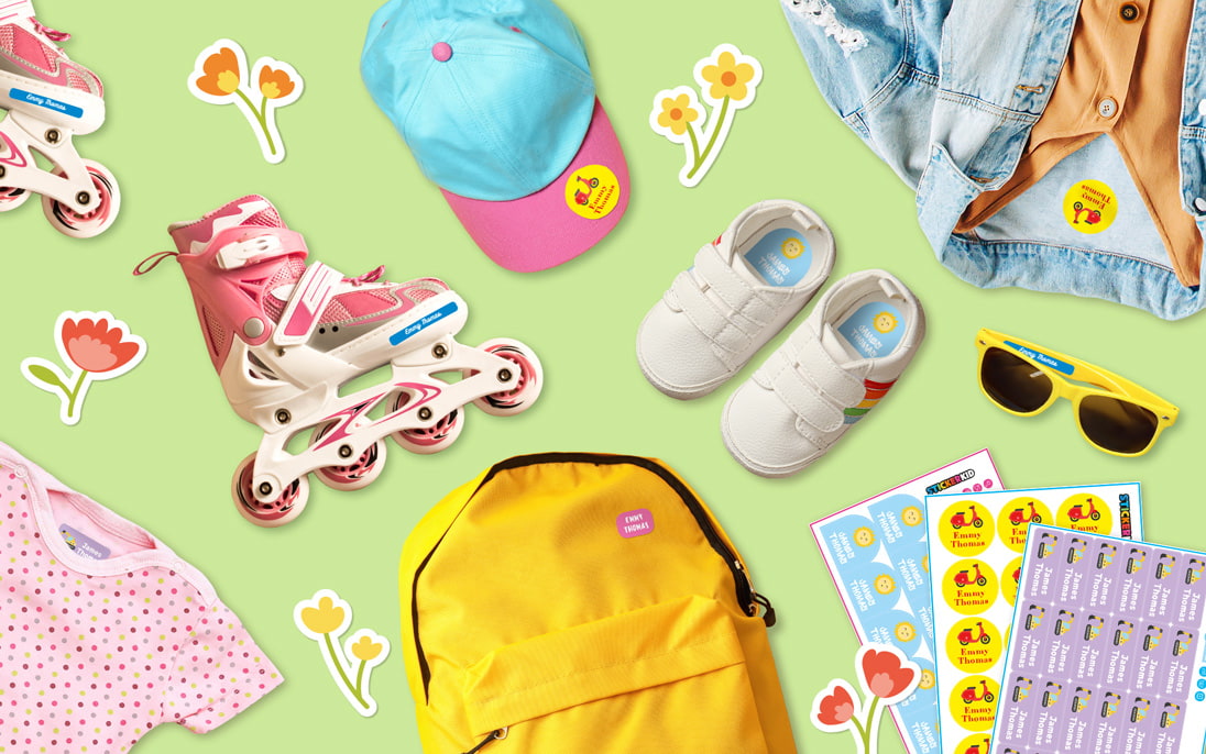 72 small custom stick-on name labels for objects | stickerkid.net